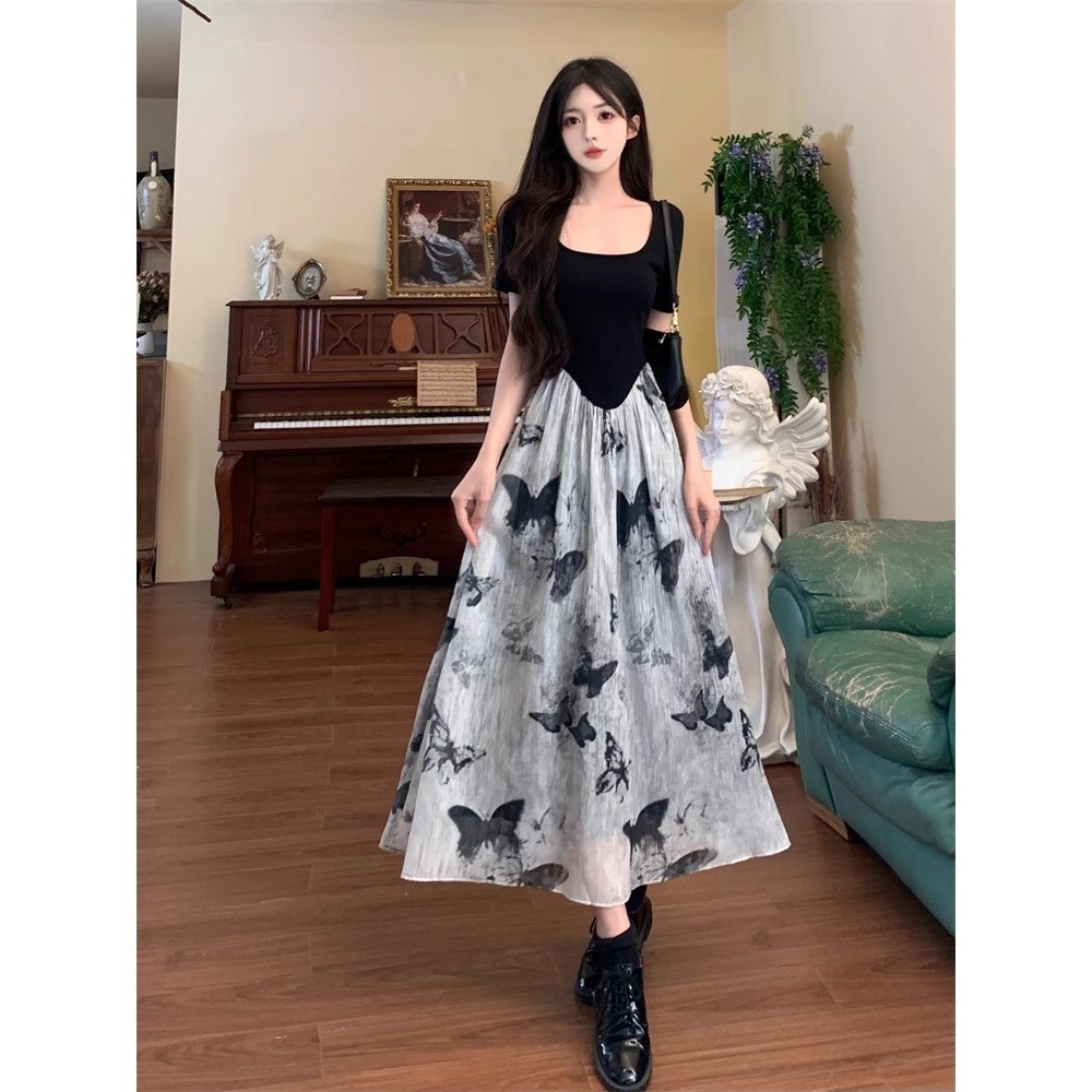 Jual baju midi dress biru muda korean style kondangan simple elegan ...