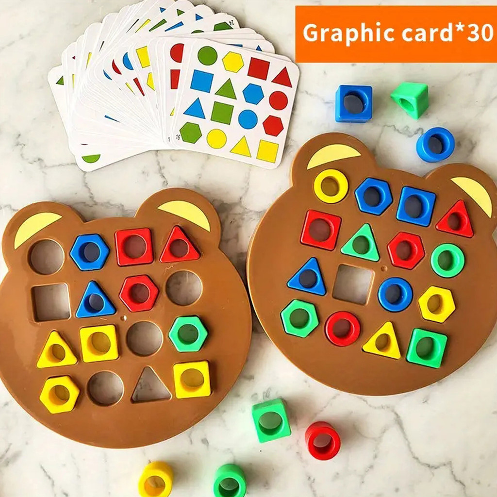 Jual DIY Geometric Shape Color Matching 3D Puzzle Baby Montessori ...