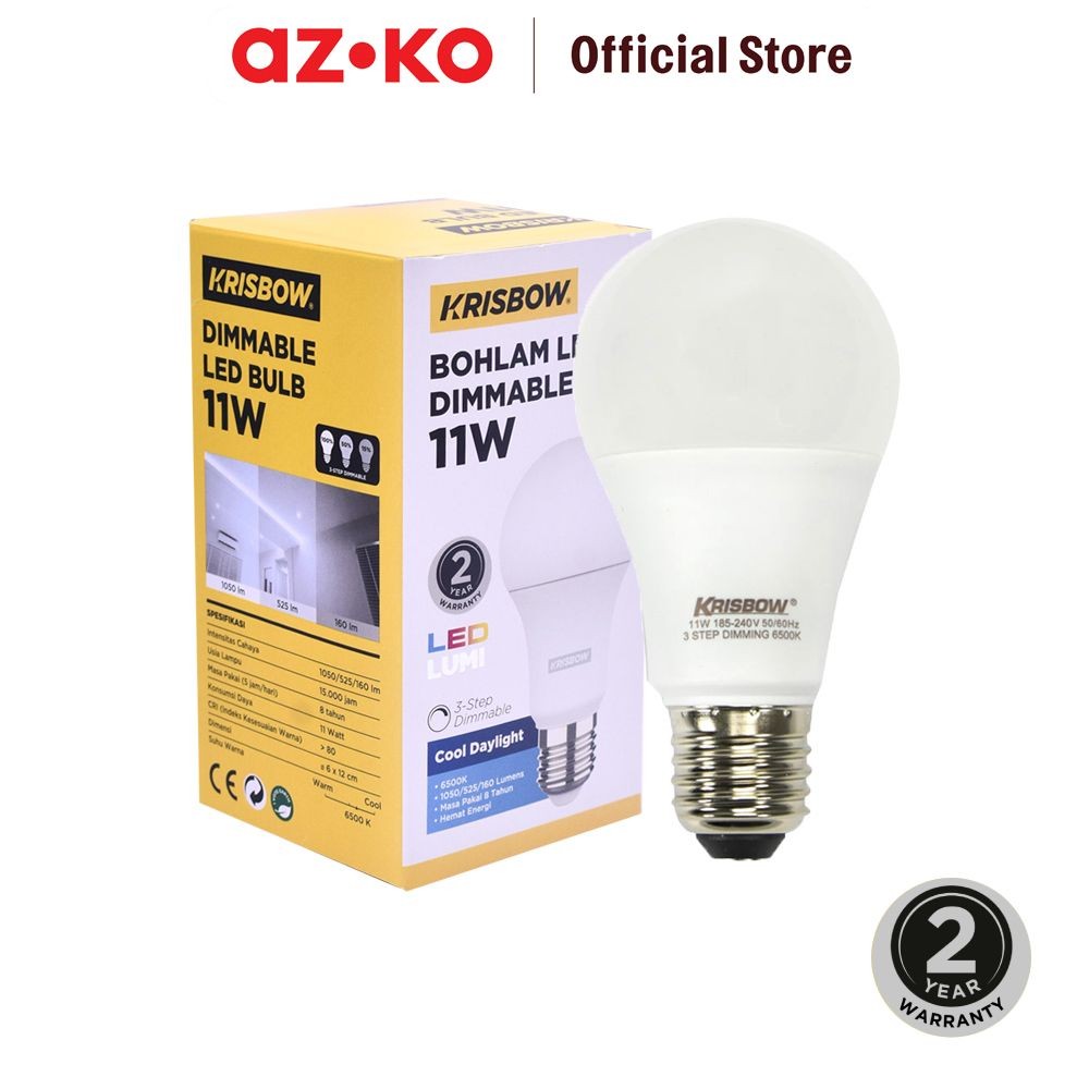 Jual AZKO Krisbow Lumi Bohlam Led 3 Step Dimming 11 watt - Cool ...