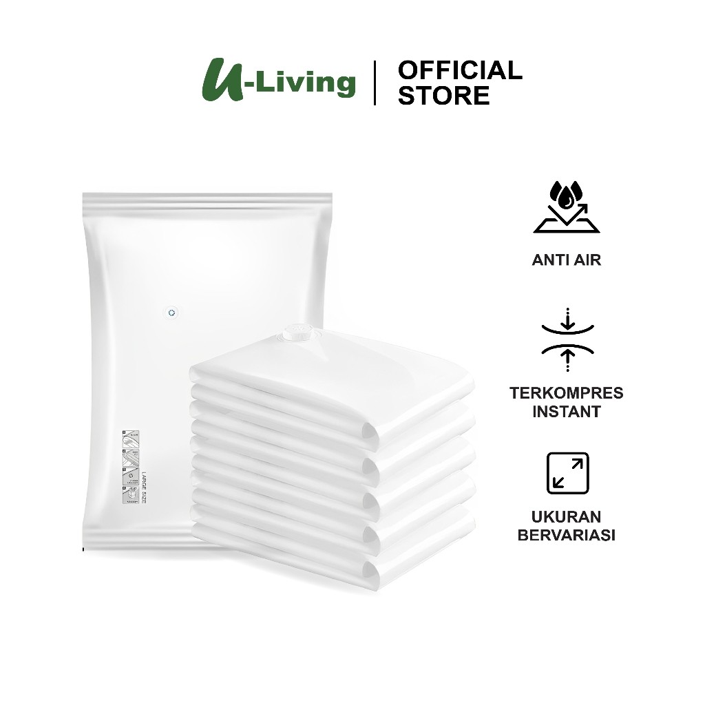 Jual U-Living Plastik Kompresi Vacuum Pakaian Travel Transparant Putih ...