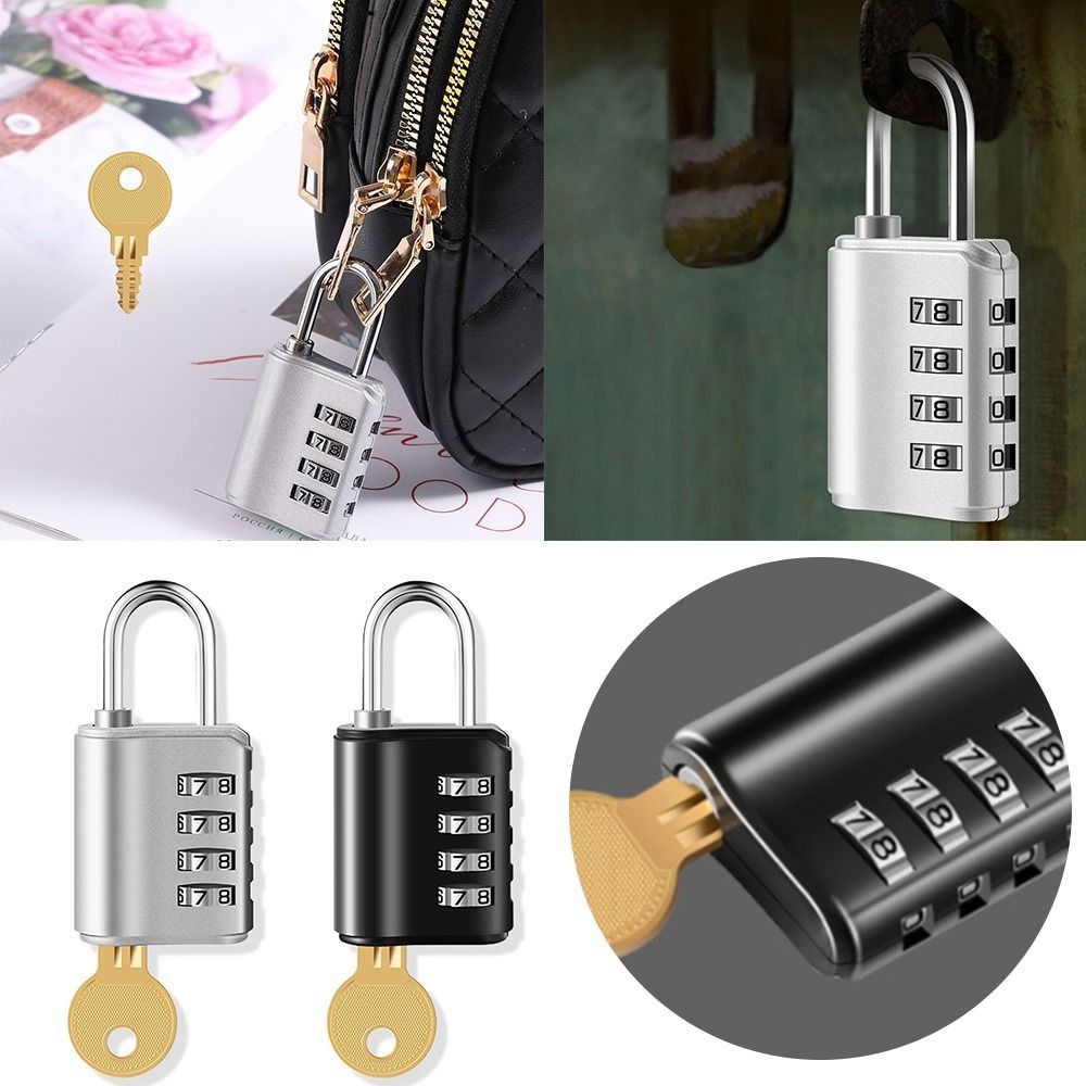 Jual Waterproof Combination Lock with Key 4 Digit Password Lock ...