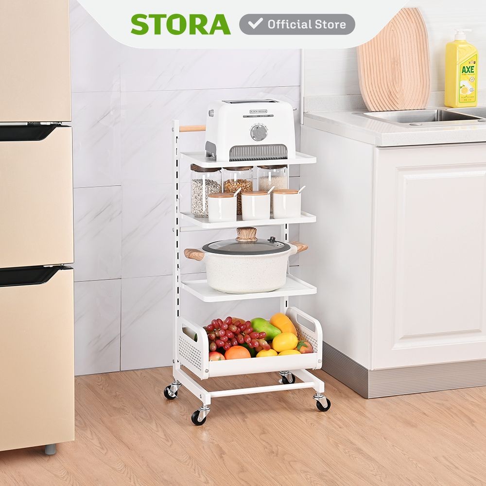 Jual Stora Rak Troli 4 Tingkat Adjustable - Putih Tempat Penyimpanan ...