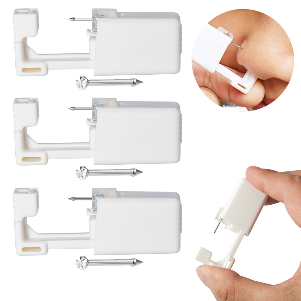 Jual 1/3/6pcs Nose Piercing Gun Disposable Safe Sterile Piercing Unit ...