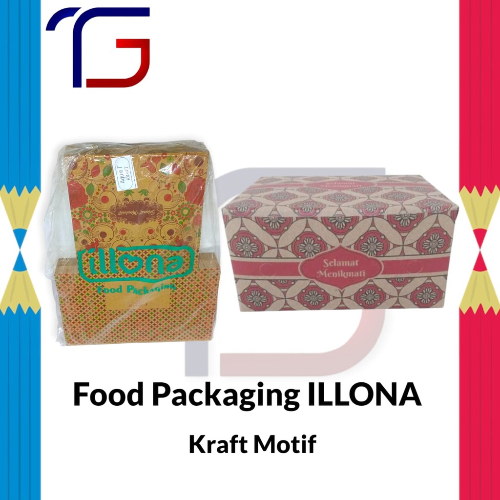 Jual Snack Box / Food Packaging ILLONA Kraft Coklat Motif 100 Lembar ...