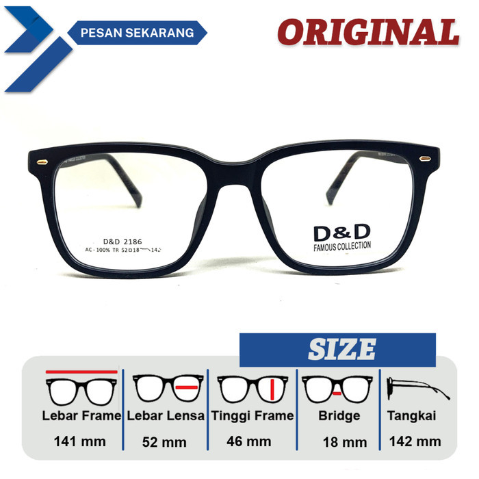 Jual FRAME KACAMATA ORIGINAL D&D 2186 LEBAR FRAME 141 SIZE 52 BRIDGE 18 ...