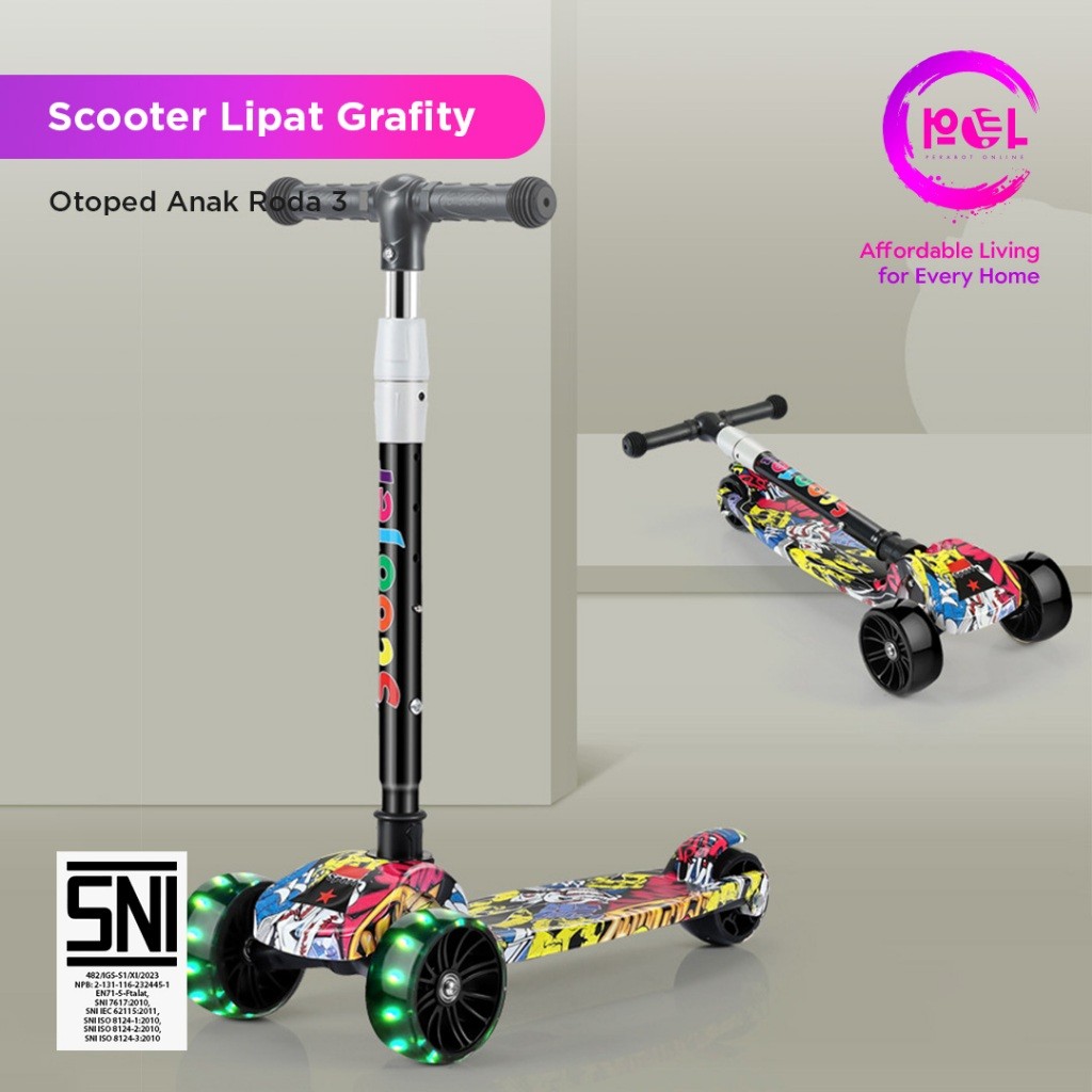 Jual HJ66UJ [POL] COD Scooter Lipat LED Gravity SNI | Skuter Otoped ...