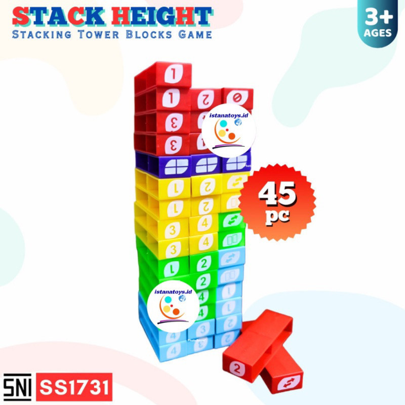Jual (GA777) Stack height balok tumpuk isi 45 / Mainan Edukatif Balok ...