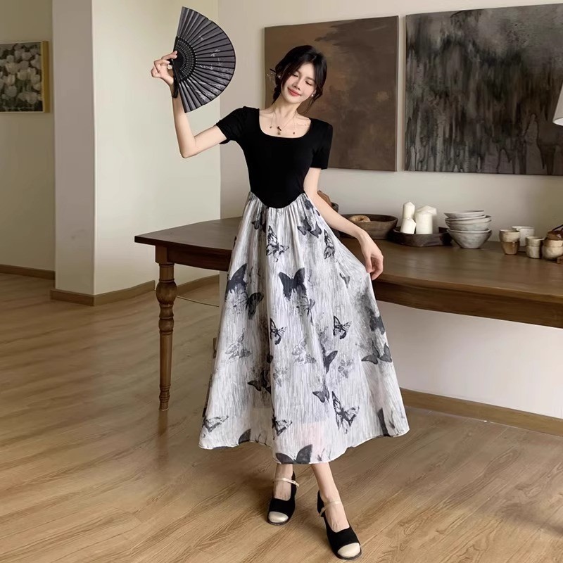 Jual baju midi dress biru muda korean style dress kondangan simple ...