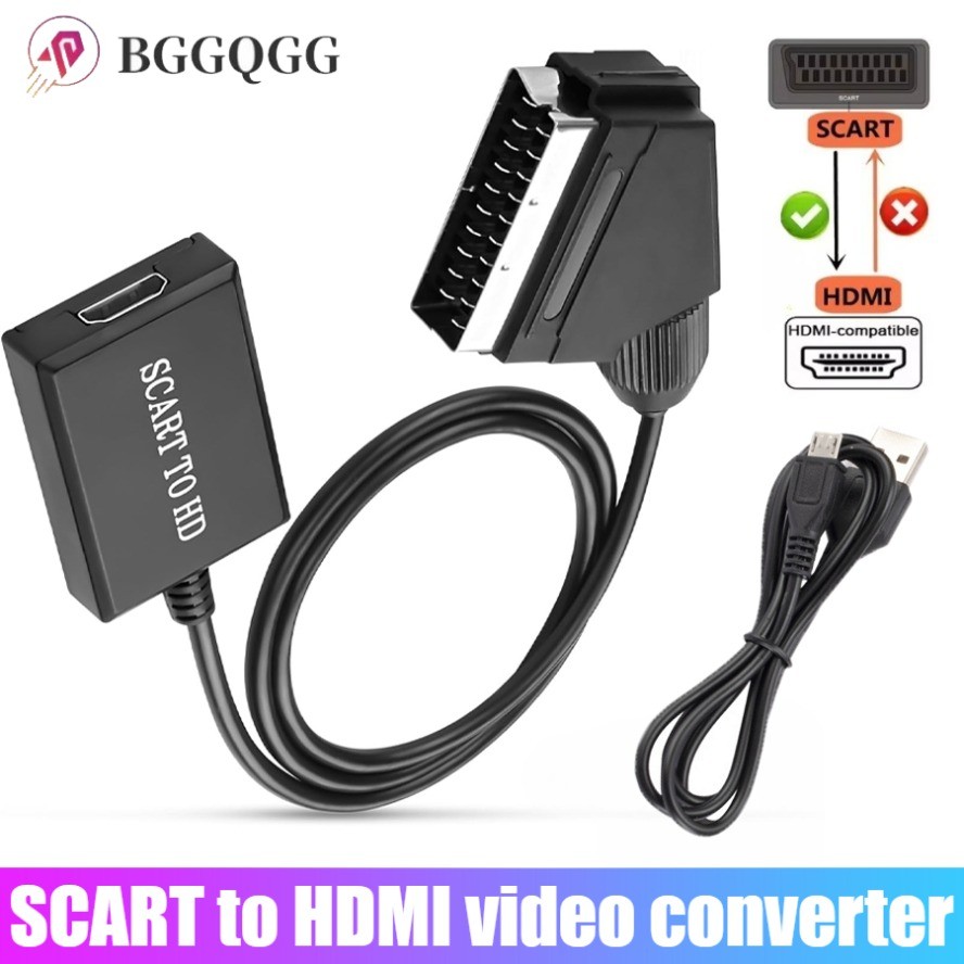 Jual SCART To HDMI-compatible Video Audio Upscale Converter Adapter ...
