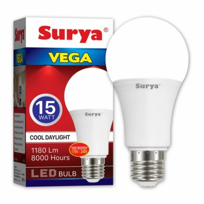 Jual Lampu LED Surya Vega Bohlam 15 Watt Cool Daylight Cahaya Putih sudah SNI | Shopee Indonesia