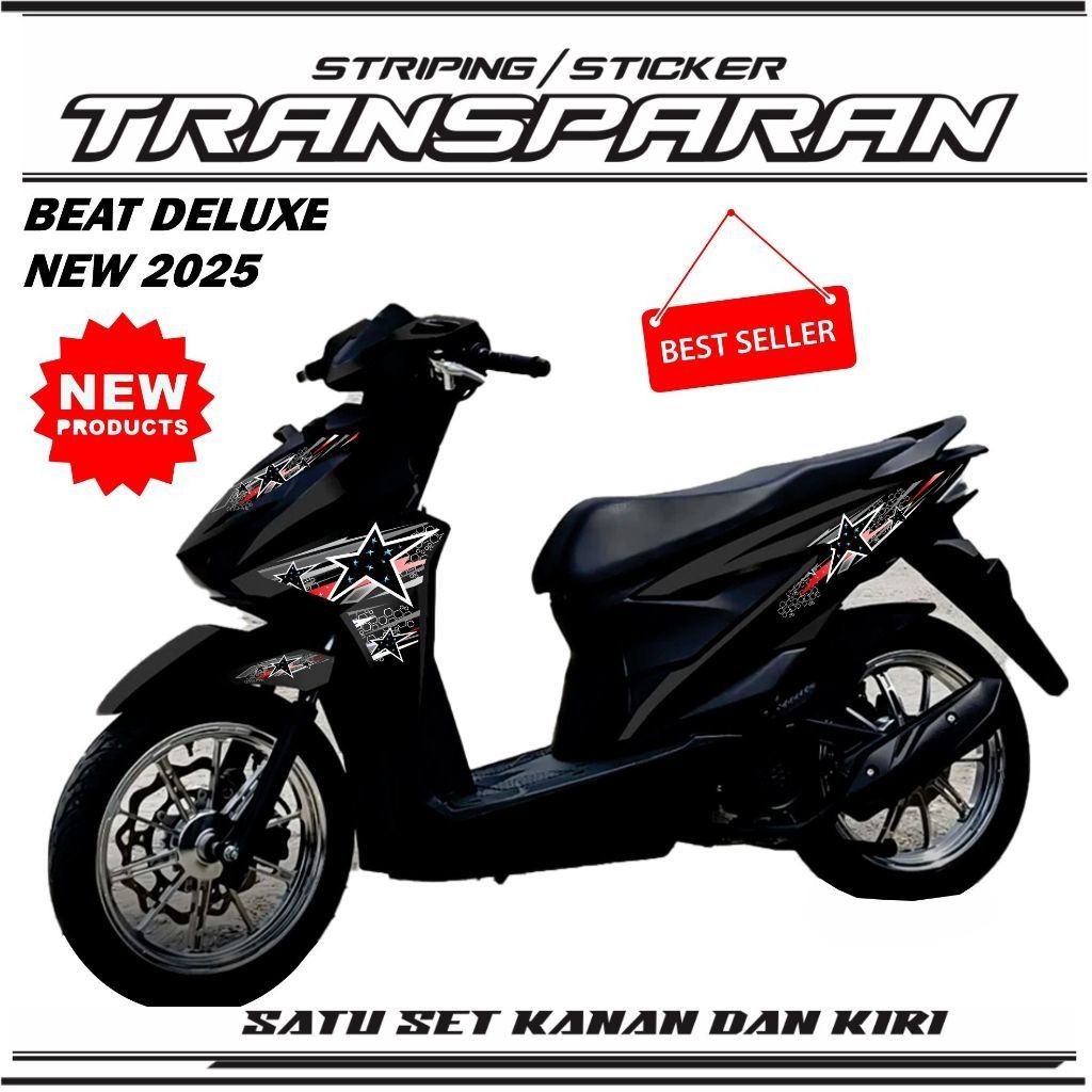 Jual COD STIKER STRIPING TRANSPARAN HONDA BEAT DELUXE NEW 2025 MOTIF ...