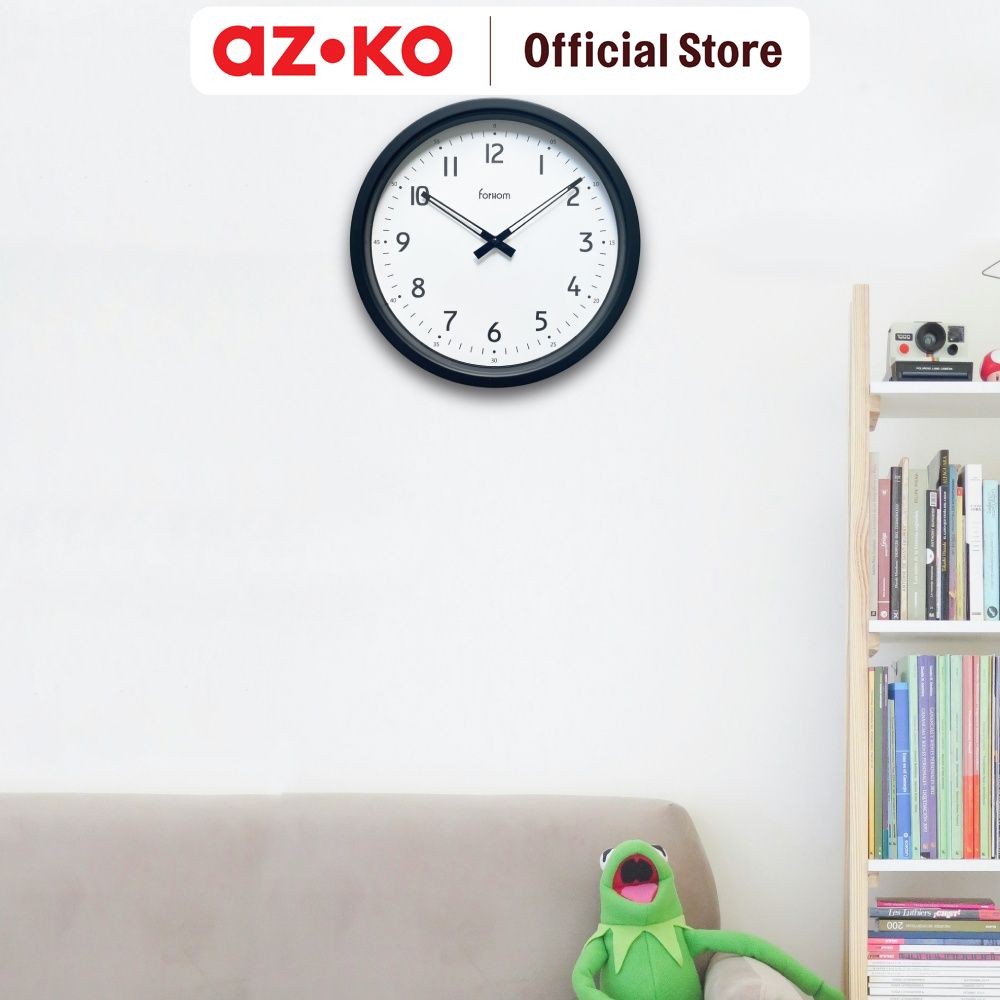 Jual AZKO Forhom 30 cm Kohi Jam Dinding Plastik - Hitam/Putih Wall ...