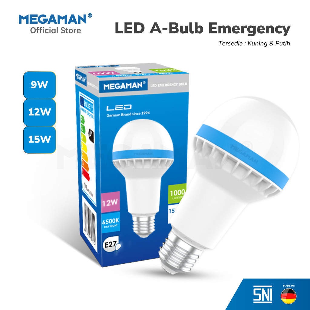 Jual Lampu Emergency Bohlam LED MEGAMAN 9-15W E27 170-240V 6500K/Putih | Shopee Indonesia