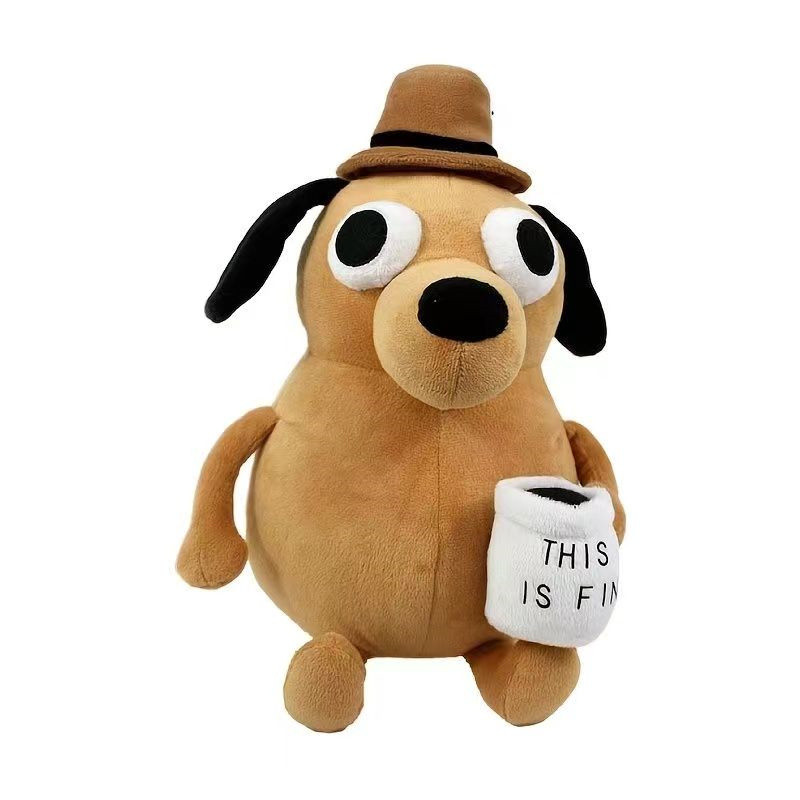 Jual This Is Fine Meme Animal Coffee Dog Plush Toy Soft Stuffed Doll ...