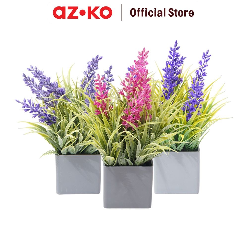 Jual AZKO Arthome Tanaman Artifisial Grass Lavender Potted Tumbuhan ...