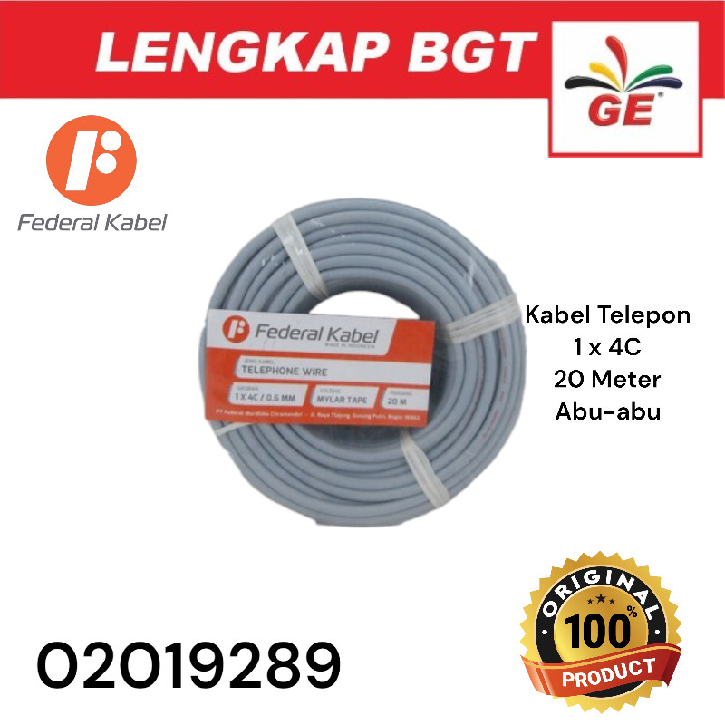 Jual Federal Kabel Telephone Wire Kabel Telepon 1x4C 20M 20 Meter Abu ...