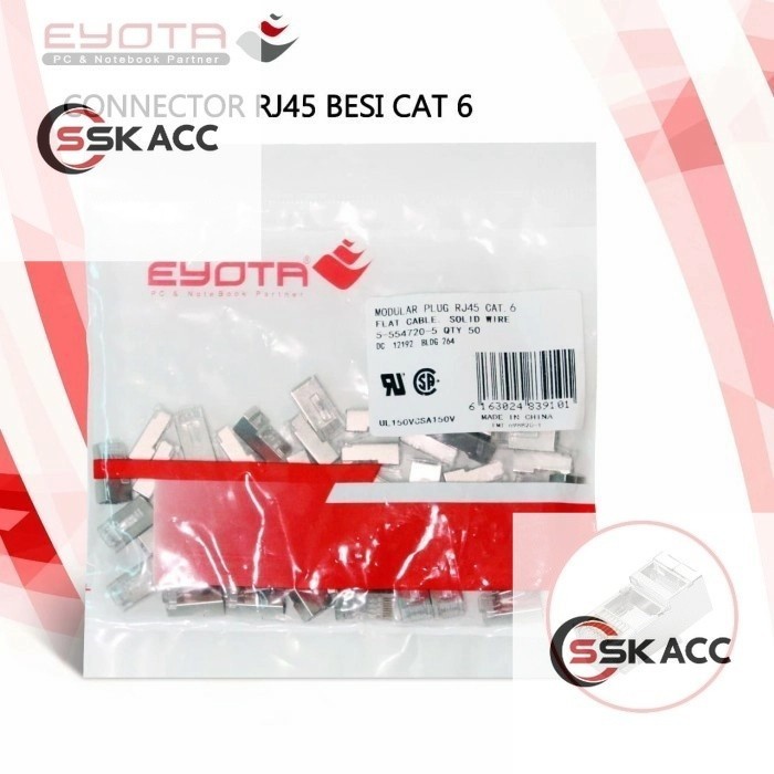 Jual KONEKTOR RJ45 CAT6 EYOTA / JACK RJ 45 LAN CAT 6 BESI / METAL 50 PCS DISTRIBUTORACC-KOMPUTER ...