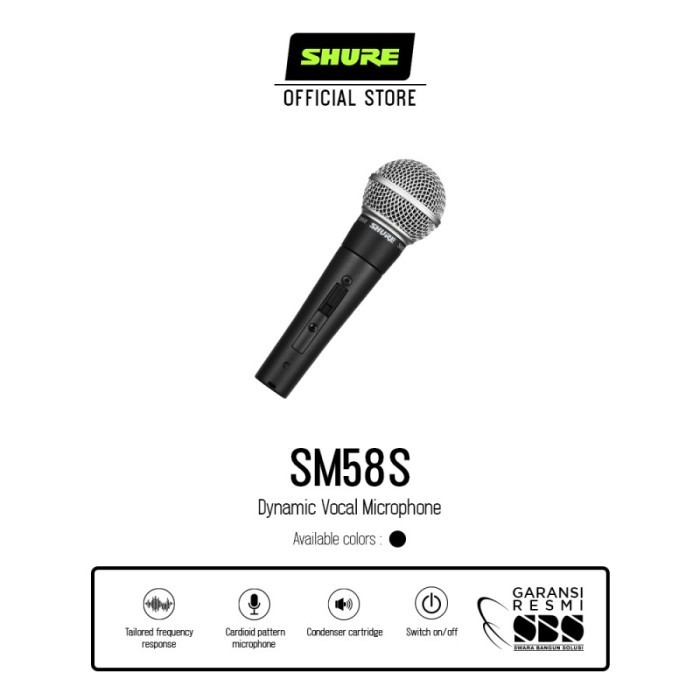 Jual Shure SM58S SM58 S Dynamic Vocal Microphone (ON/OFF SWITCH ...