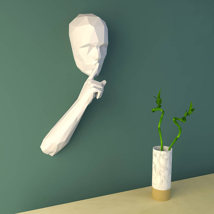 Jual 3D Paper Model of The Silent Person Paper craft Home library Wall ...