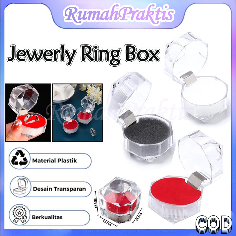 Jual box cincin mika kristal tempat kotak perhiasan acrylic wadah emas ...