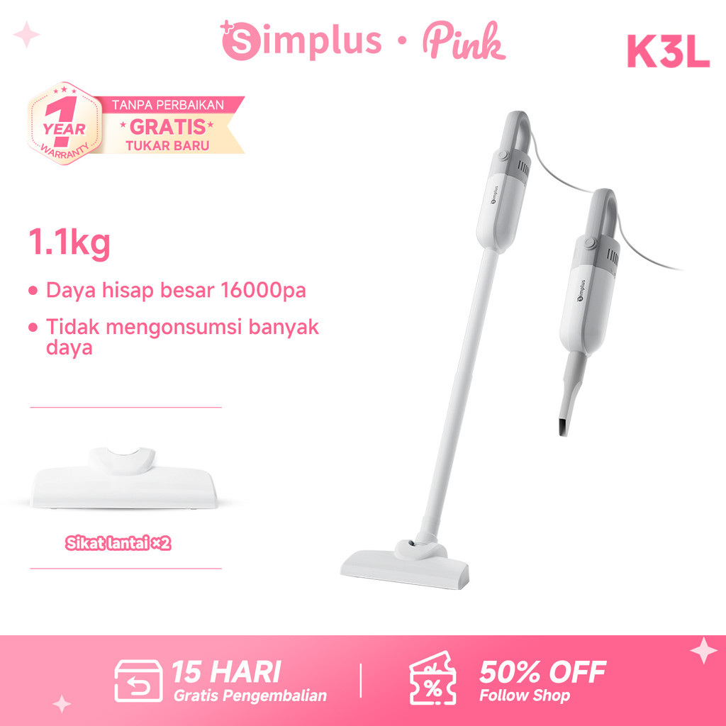 Jual Simplus Pink 2in1 Vacuum Cleaner 13000Pa Penyedot Debu Rumah Tangga | Shopee Indonesia