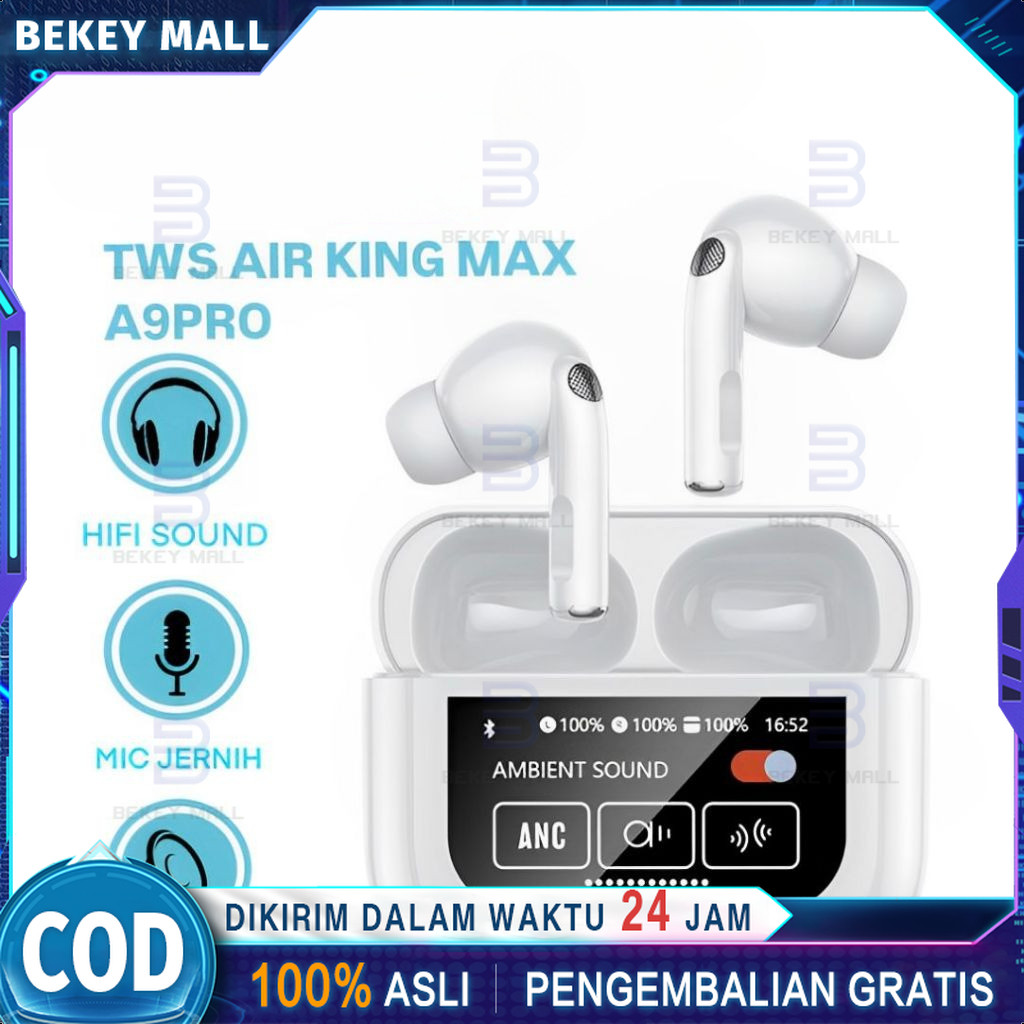 Jual BEKEY EARPODS AIR KING MAX A9 PRO AROVER BLUETOOTH 5.4 MULTIFUNGSI ...