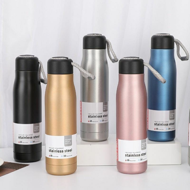 Jual Tumbler Sport Tali Termos Botol Air Minum Stainless Steel SUS 304 600ml Tahan Panas dan ...