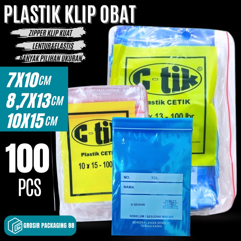Jual 1000 LEMBAR Plastik Klip Obat 7x10 8,7x13 10x15 Bening Biru ...