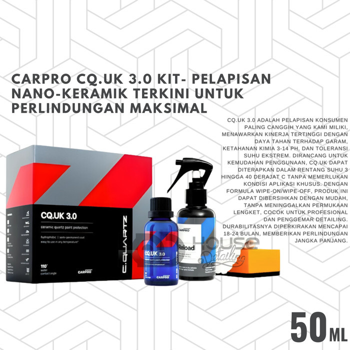 Jual Carpro Cquartz UK 3.0 Kit 50ml - Lapisan Keramik Terkuat, One Step to Perfection - ceramic ...