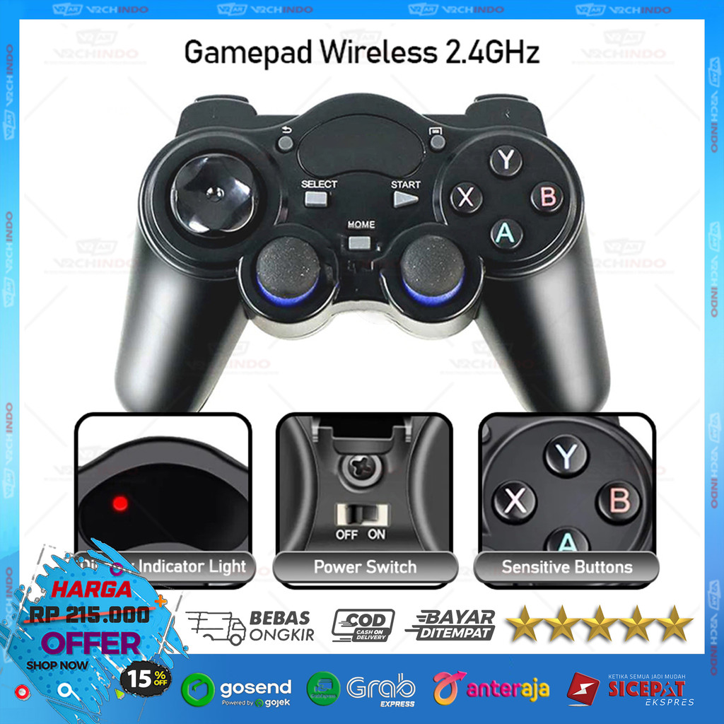 Jual Stik Gamepad Wireless Bluetooth 2.4GHz Joystick Smart TV / HP ...