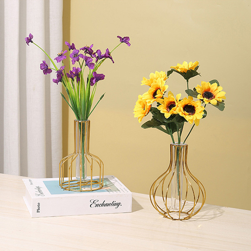 Jual Vas Gold Nordic Gold Vas Bunga Vas Hidroponik Wadah Ruang Tamu Vas ...