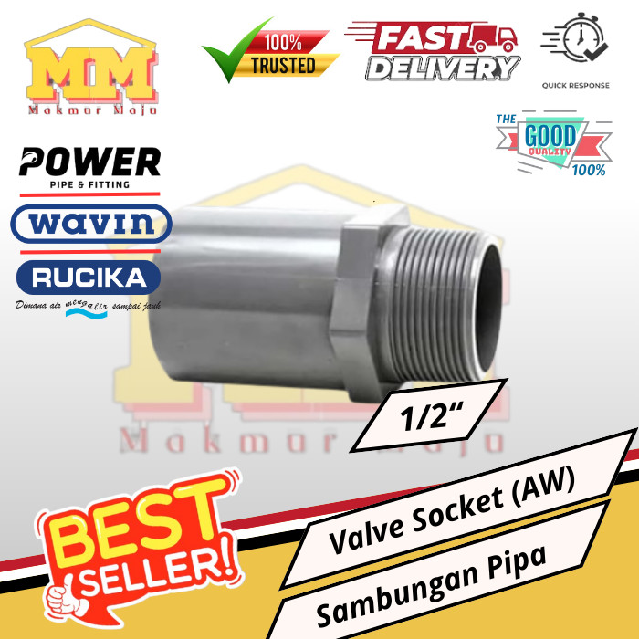 Jual SOK DRAT LUAR - VALVE SOCKET (AW) 0.5" 1/2" INCH RUCIKA WAVIN ...