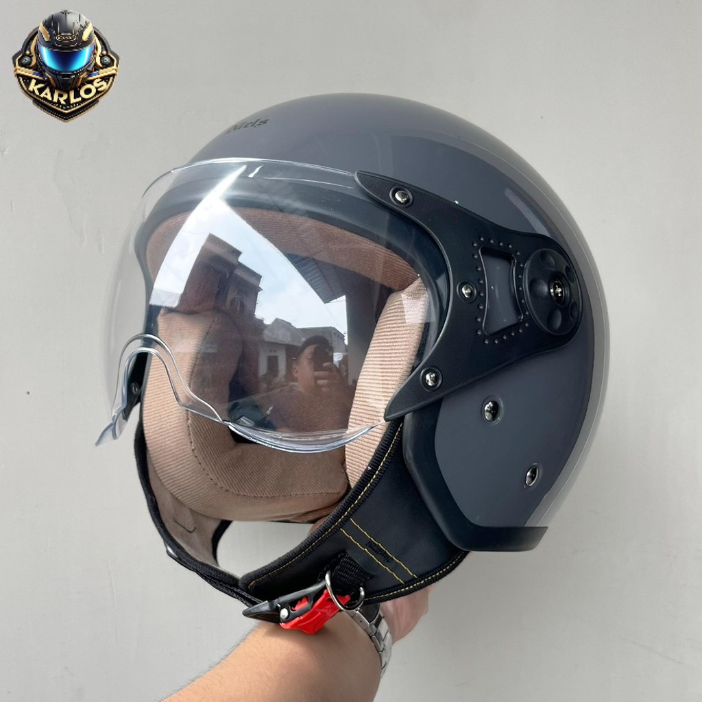 Jual Helm Bogo Retro Hijab Dewasa Kaca Pilot Motorcycle Grey Glossy ...