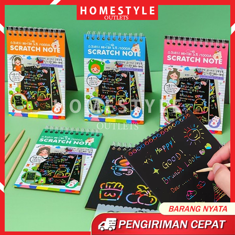 Jual Magic Color Rainbow Scratch Paper Note Book / Mewarnai Anak Magic ...