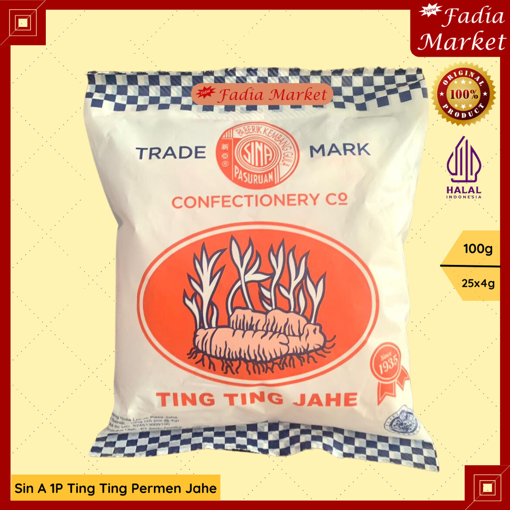Jual Sin A Permen Ting Ting Jahe 100g 25x4g (1 Pack isi 25pcs) | Shopee ...