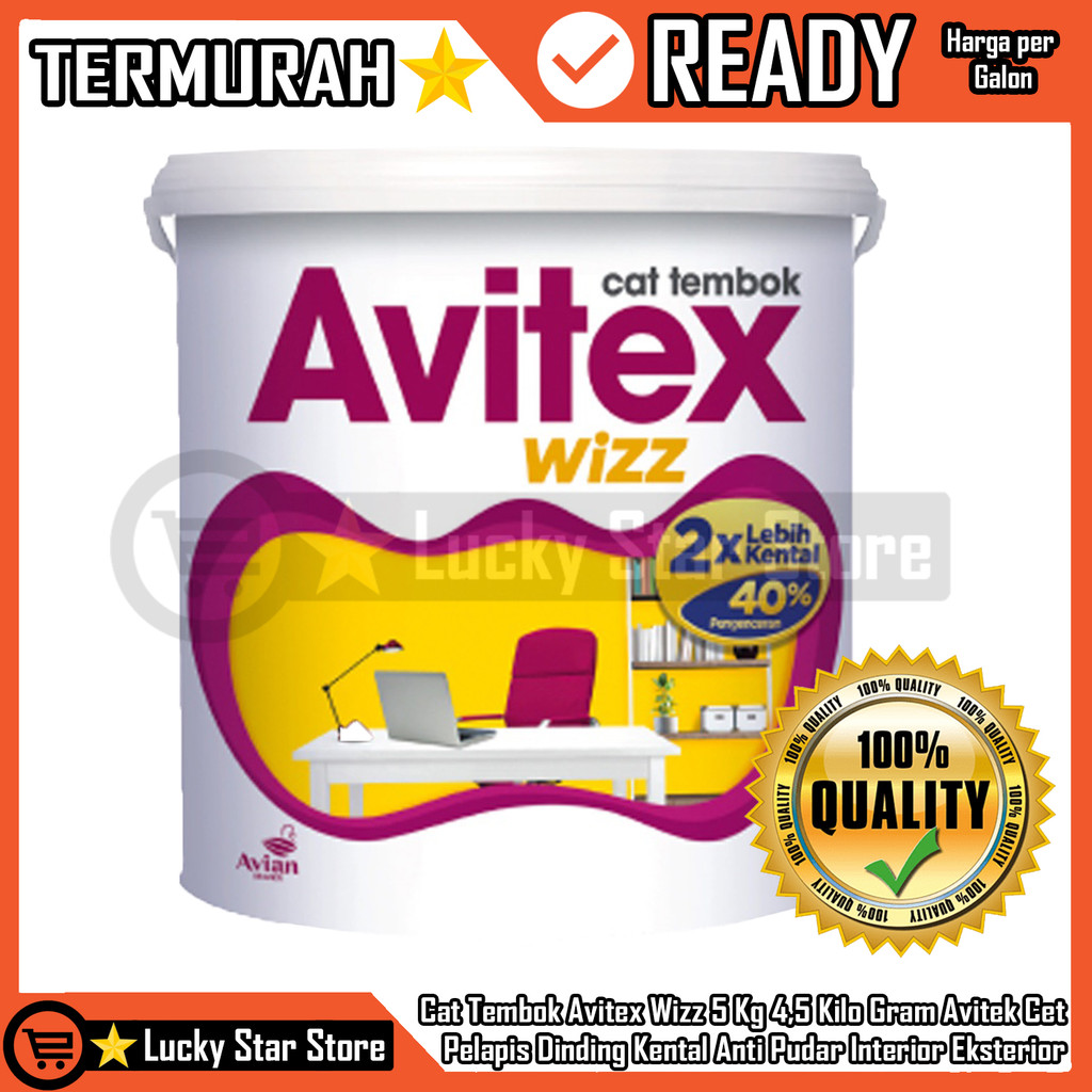 Jual Cat Tembok Avitex Wizz Luar Dalam Interior Eksterior Exterior 4,5 ...
