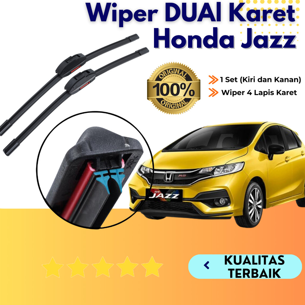 Jual Wiper Double Karet Mobil Frameless Honda Jazz RS / GK5 / GE8 2009 - Sekarang Sepasang 2 PCS ...