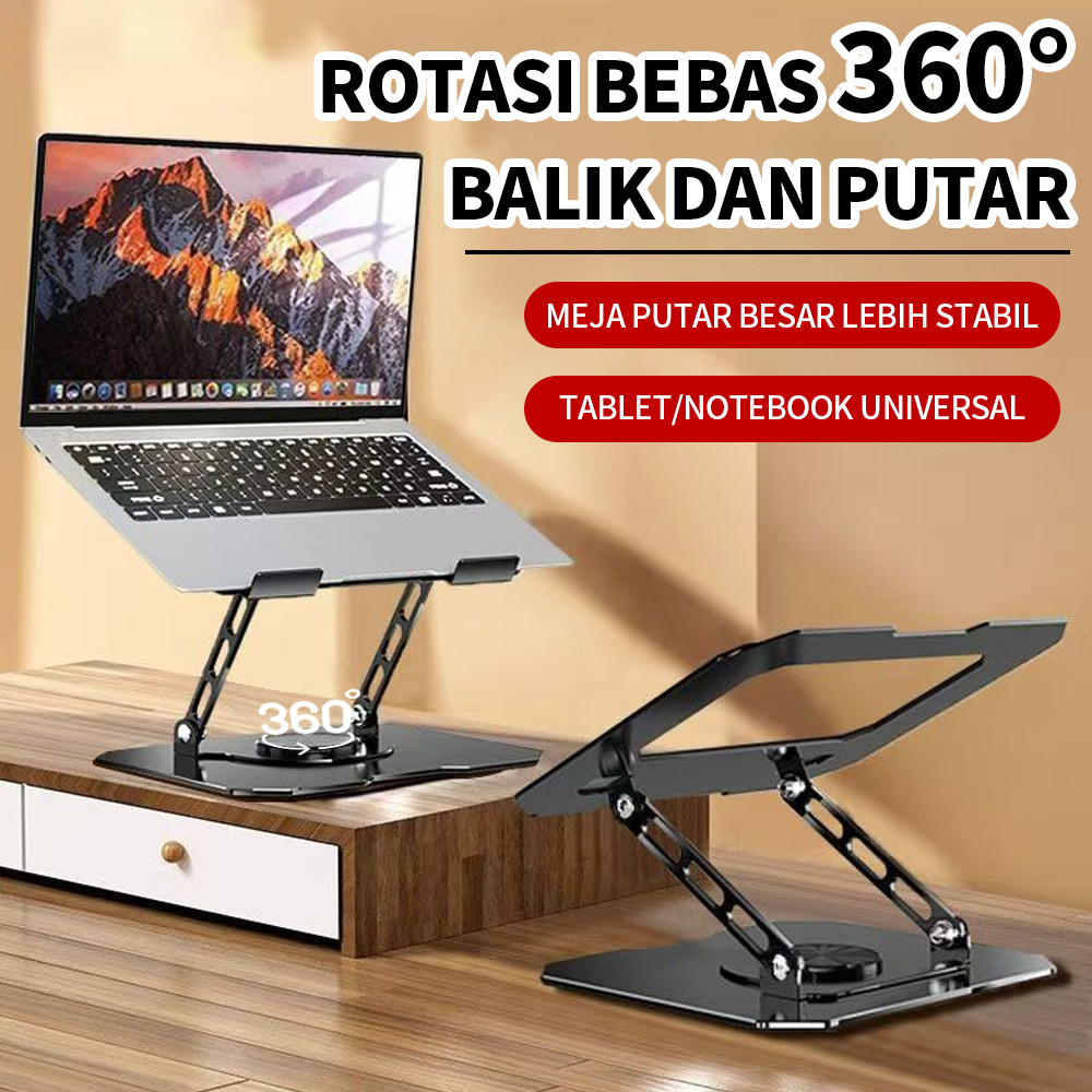 Jual Rotary Laptop Lift Stand Metal Folding Adjustable Aluminum 360 ...