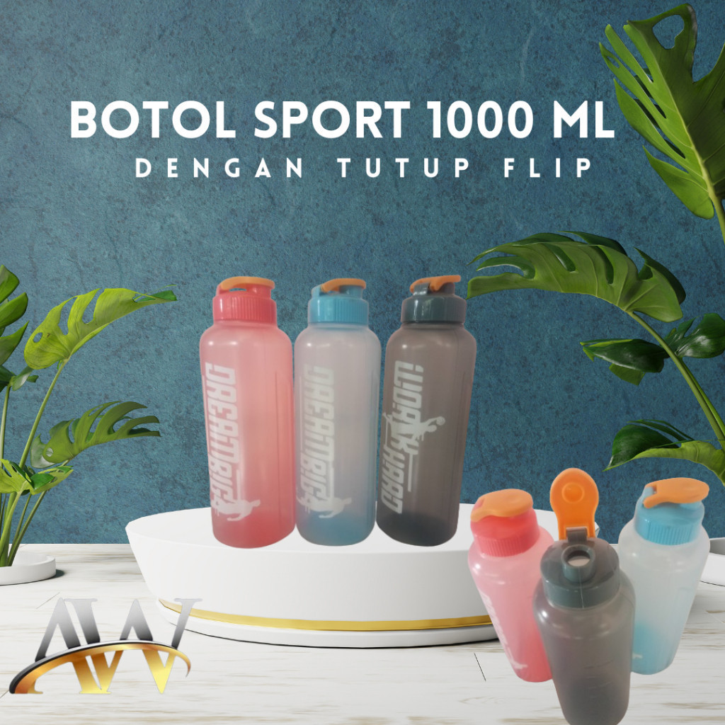 Jual Botol air minum Sport flip 1000 ML SUNRISE / Botol plastik 1 Liter ...