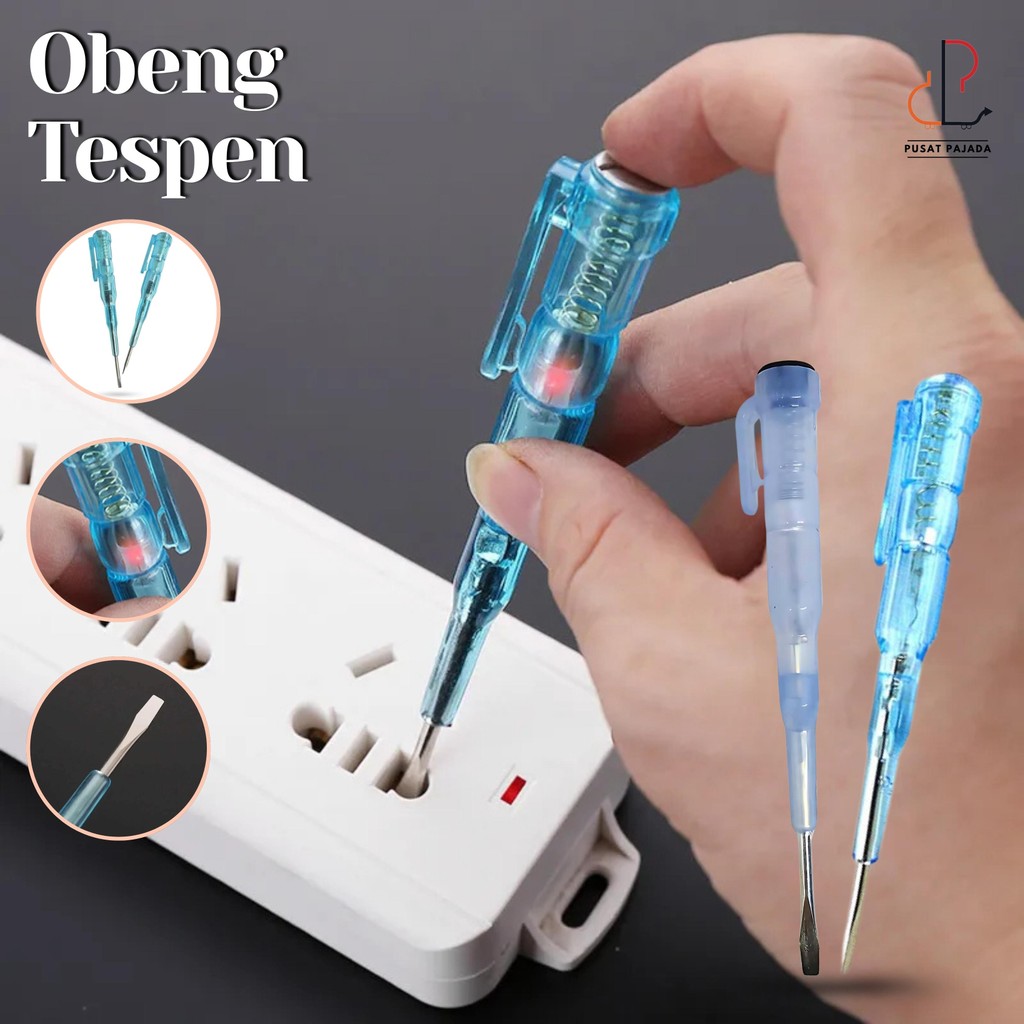 Jual Obeng Tespen Test Pen Listrik Merah Lampu Testpen Alat Arus ...