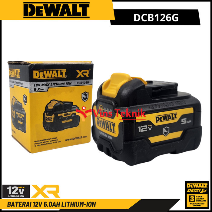 Jual Battery Baterai 12V XR Li-Ion 5.0 Ah DeWALT DCB126 DCB126G ...