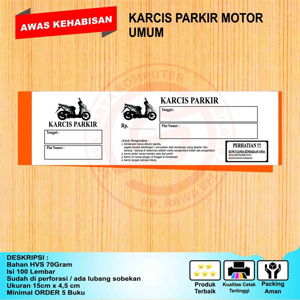 Jual KARCIS PARKIR MOTOR UMUM | Shopee Indonesia