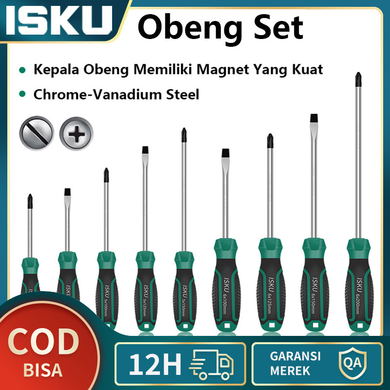 Jual ISKU Obeng Set Plus Dan Minus Alat Perkakas Screwdriver Magnetik ...