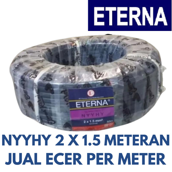 Jual KABEL SERABUT HITAM ETERNA NYYHY 2X1.5 ECER PER METER (K) | Shopee Indonesia