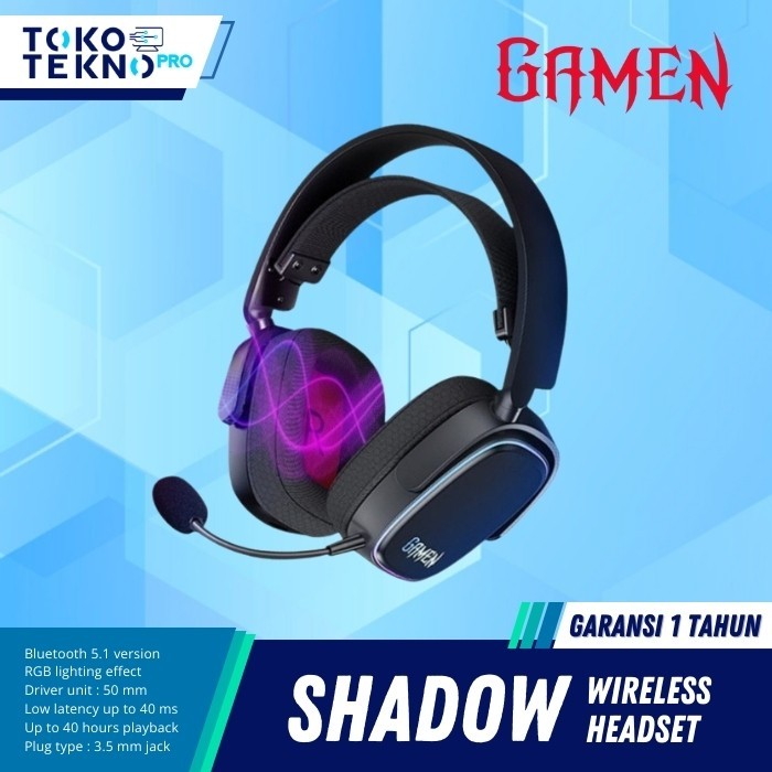 Jual Gamen Shadow Wireless Gaming Headset Bluetooth 5.1 Low Latency ...