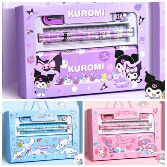 Jual toserba MURAH! KOTAK PENSIL KUROMI STUDY SET SANRI0O STATIONARY SET 6 IN 1 ALAT TULIS MY ...