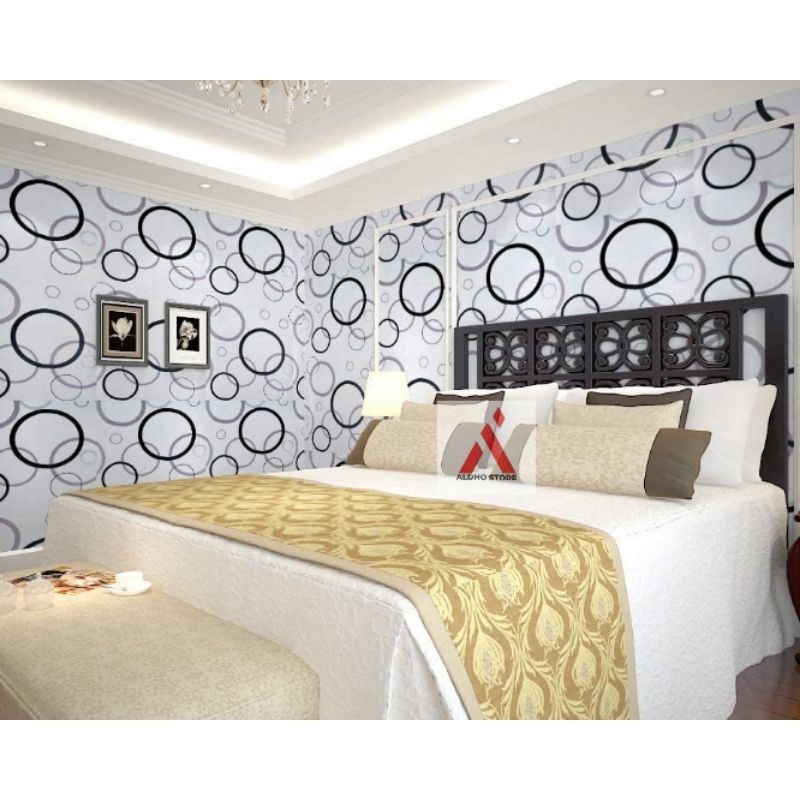 Jual Walpaper Sticker Dinding Motif Pulkadot Hitam putih 8m x 45Cm ...