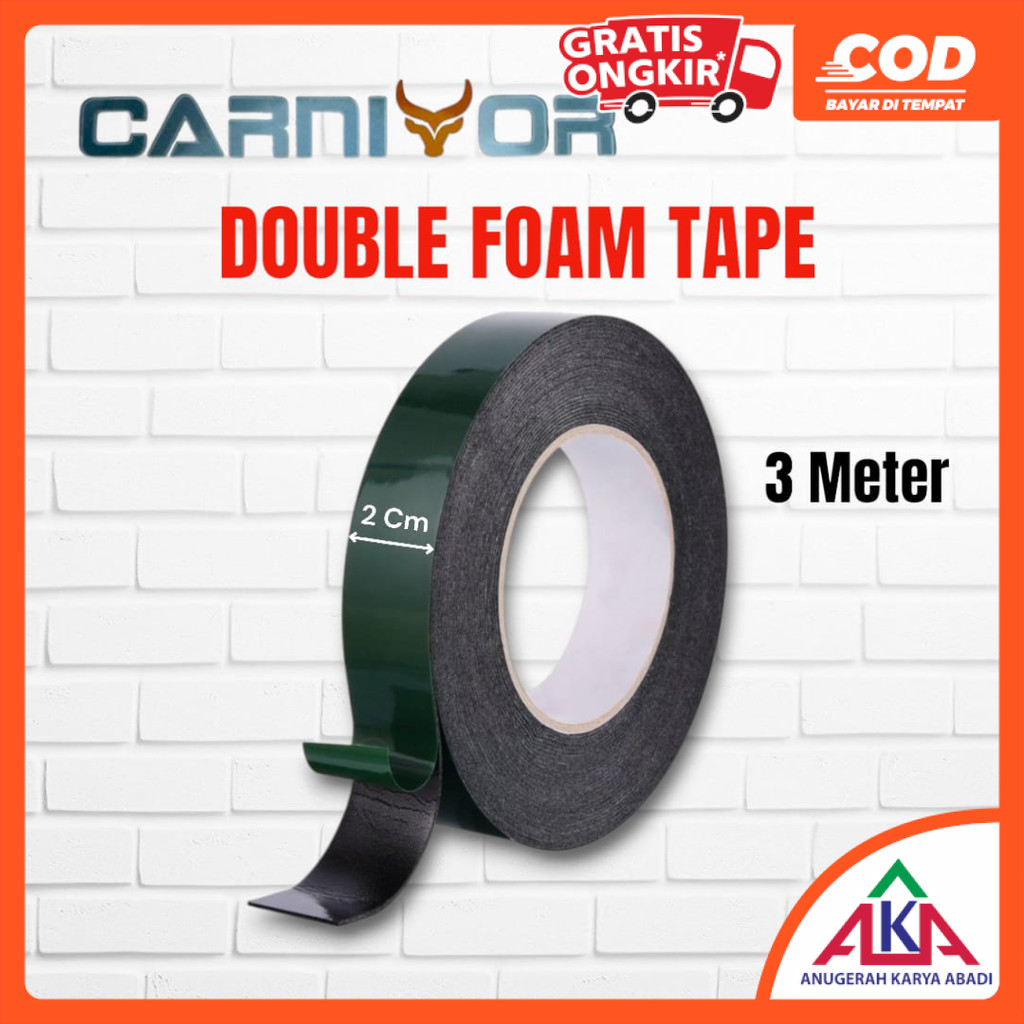 Jual CARNIVOR Double Tape Foam HIJAU Isolasi Busa Bolak Balik Lebar 2cm Panjang 3m | Shopee ...