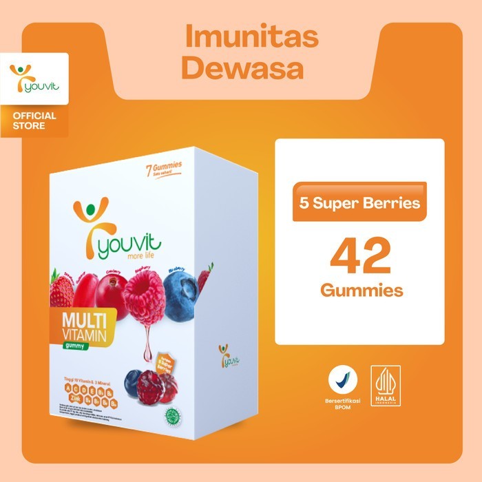 Jual Multivitamin Gummy Dewasa untuk Imunitas | Youvit Multivitamin Dewasa 6 Sachet (42 Hari ...