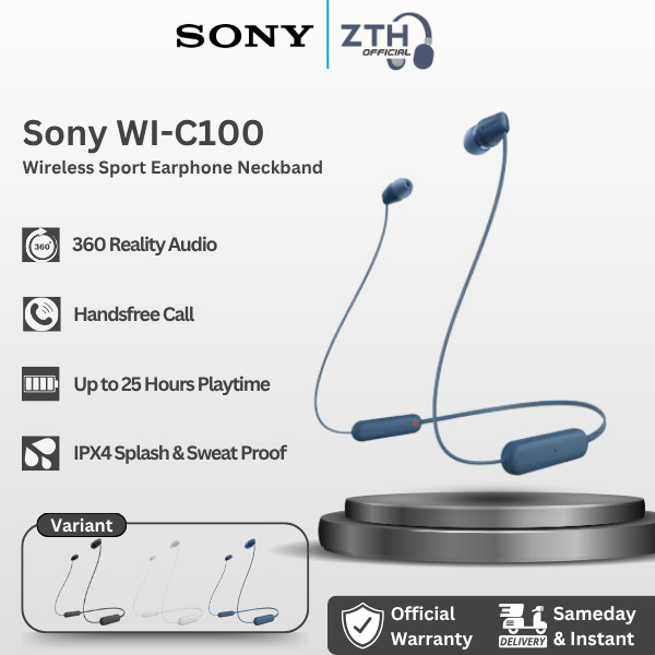 Jual Sony WI-C100 / WI C100 / WIC100 Wireless Sport Earphone Neckband ...